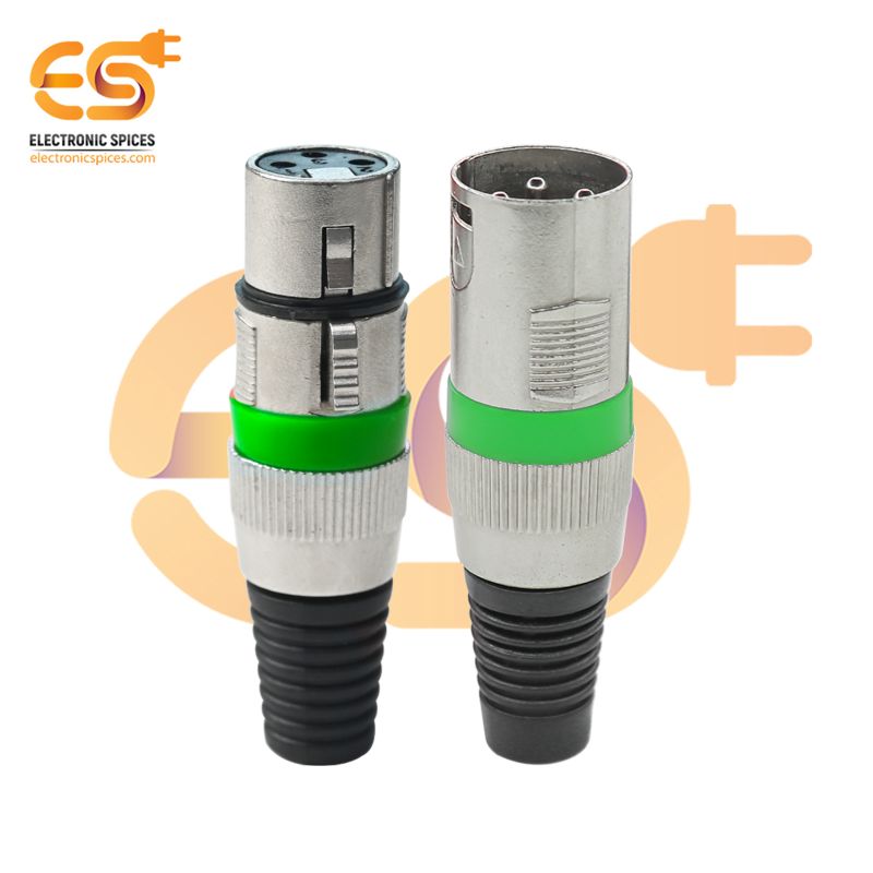 Buy XLR Jack 3-Pin Male/Female Microphone Mic Audio Connector in Green ...