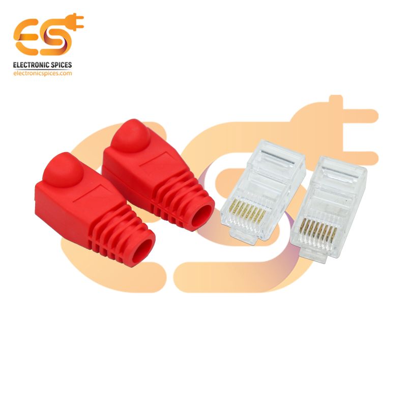 Buy RJ45 Connectors with Red Boot Covers, 5 Pack for Ethernet Cables at ...