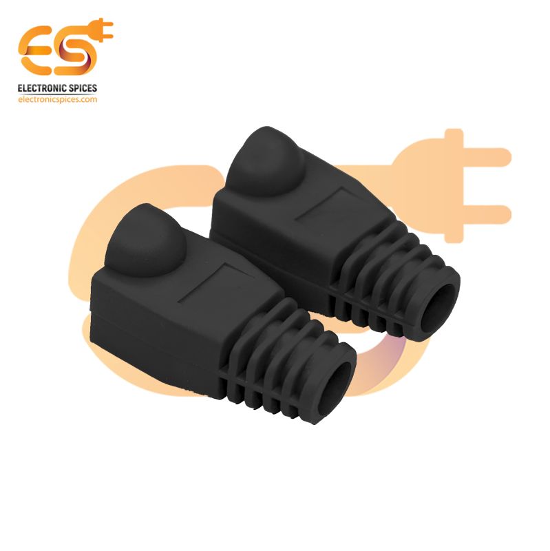 Buy RJ45 Connectors with Black Boot Covers, 5 Pack for Ethernet Cables