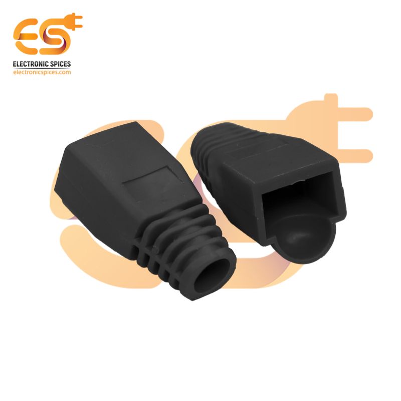 Buy RJ45 Connectors with Black Boot Covers, 5 Pack for Ethernet Cables