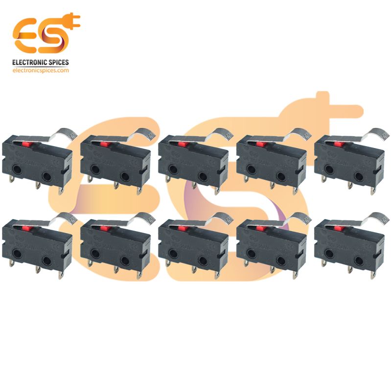 Buy 10T85 5A 125V SPDT Curved Handle Metal Micro Lever Switch Pack of ...