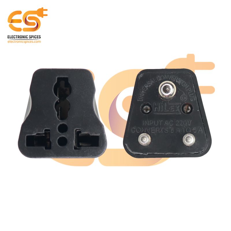 3 Pin 5A Universal Computer Conversion Plug ( Black ) | Electronicspices