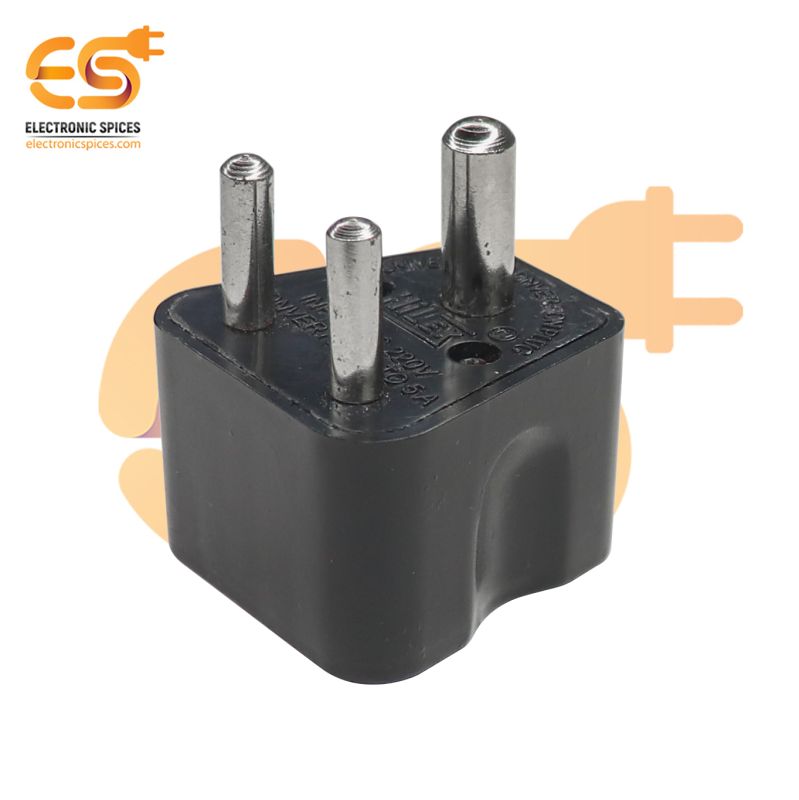 3 Pin 5A Universal Computer Conversion Plug ( Black ) | Electronicspices