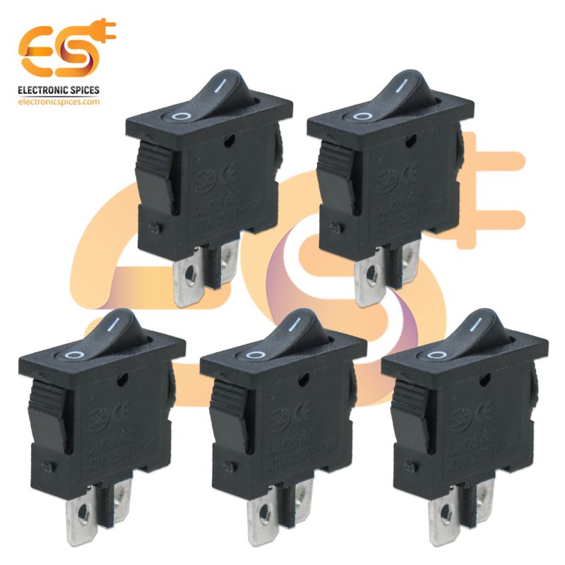 Buy T85 4A 250V Black Color 2 Pin Rocker Switch Pack of 5 ...