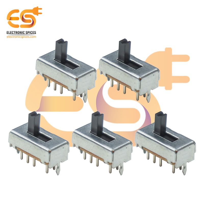 Buy 30V 2P3T 8 Pin Metal Body Panel Mount Plastic Handle Slide Switch ...