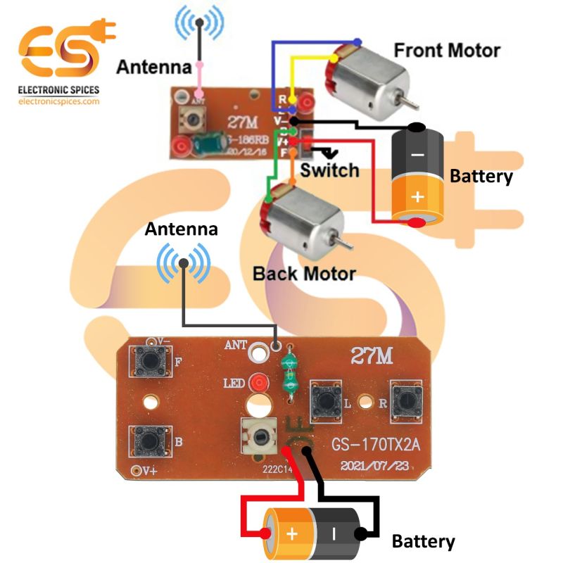 Buy 27MHz 4CH RC Radio Transmitter and Receiver Board with Antenna at ...
