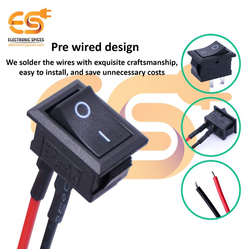 Reliable 2-Position Rocker Switches with Wires | KCD1-B101 AC 250V/6A ...