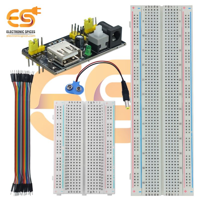 Buy Combo of Power Supply Module With Jumper Wire and Battery Clip, 830 ...