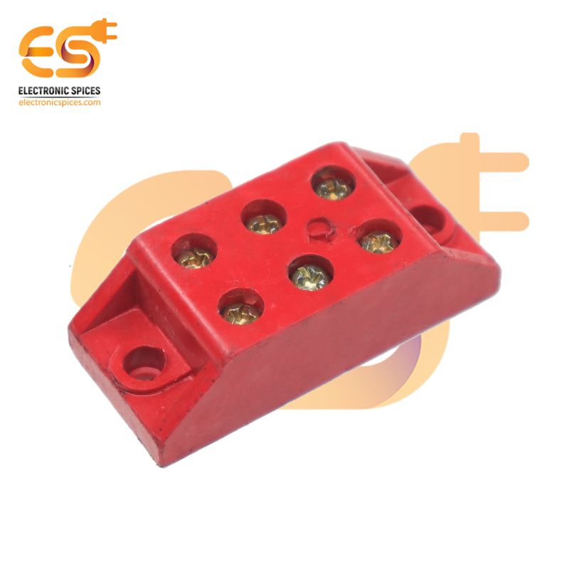 Buy 3 Way 30A Bakelite Heavy Duty Connector Strip Red Screw Terminal ...