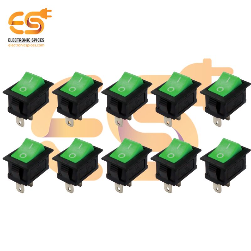 Buy KCD 1 - 101 6A 250V Ac 2 Pin Spst Green Color Rocker Switch Pack of | Electronic Spices