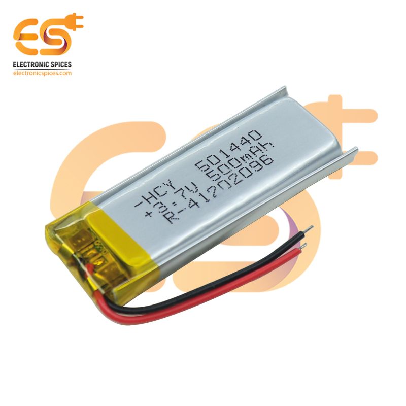 Buy 500mAh 3.7V Single Cell Rechargeable LiPo Battery at Electronic Spices