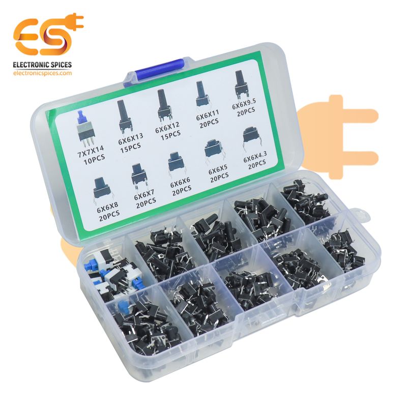 Tactile Push Button Switch Kit Combo - 10 Types, 180pcs