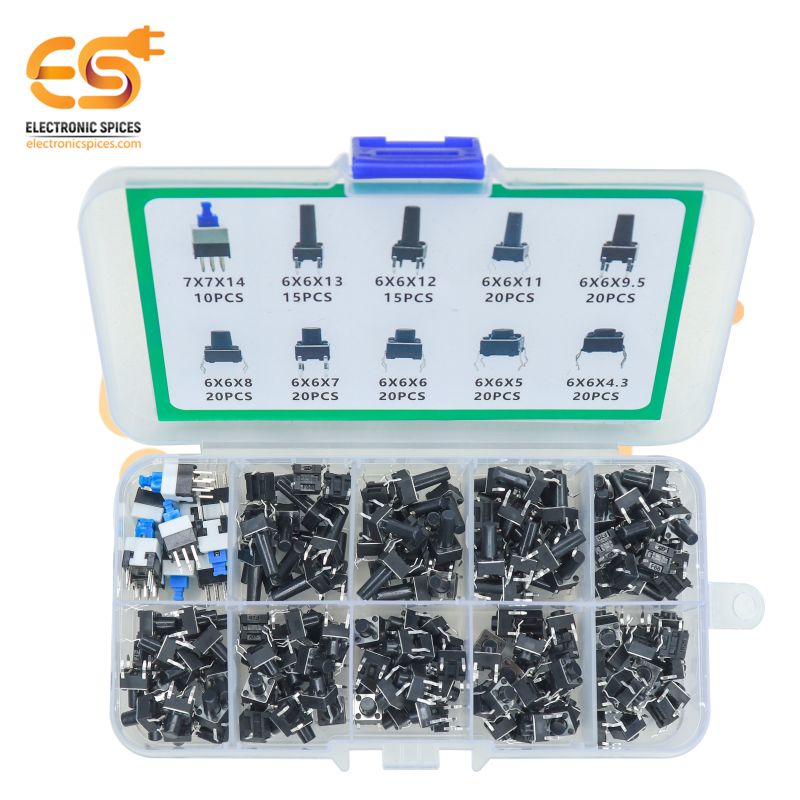 Tactile Push Button Switch Kit Combo - 10 Types, 180pcs