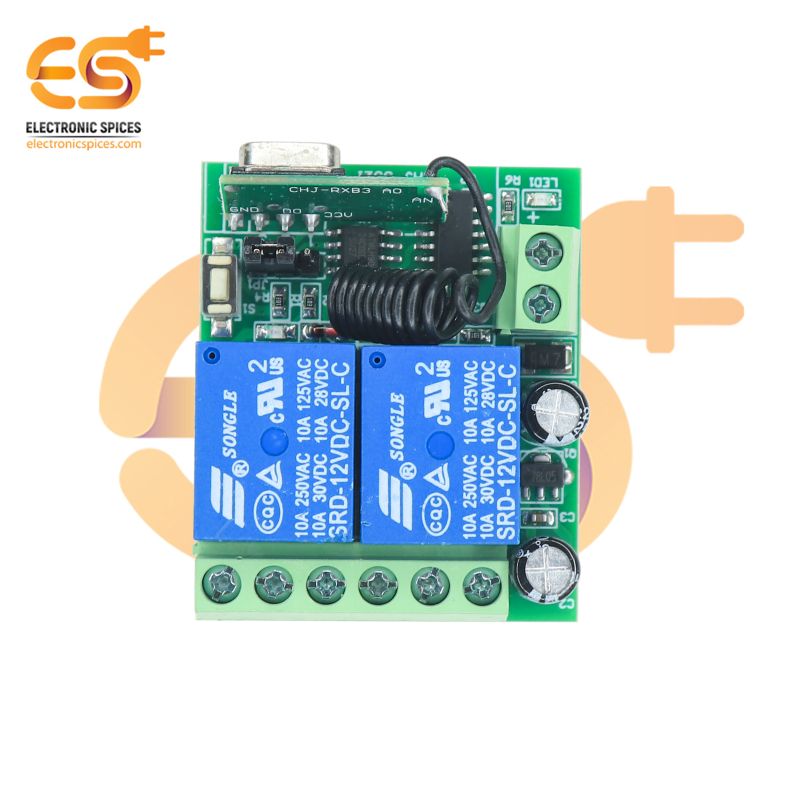 DC 12V Dual Channel RF Relay Module with Remote Control - Electronic Spices