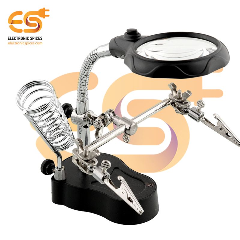 Multi-Function Hand Tool Magnifier with Soldering Stand & Dual LED ...