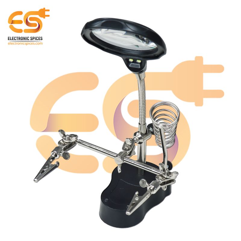 Multi-Function Hand Tool Magnifier with Soldering Stand & Dual LED ...