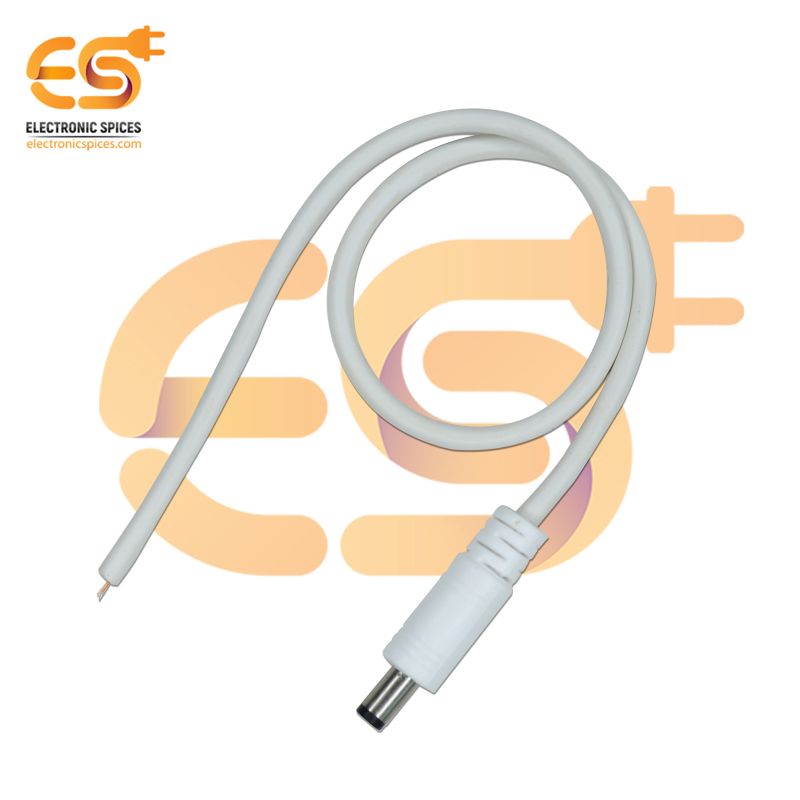 Buy 5.5mm Male DC Pin Jack White Cable Connector with Wire ...