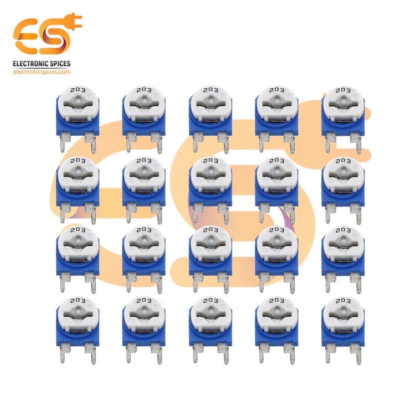 Buy 20K ohm ( Ω ) vertical preset variable resistors pack of 50