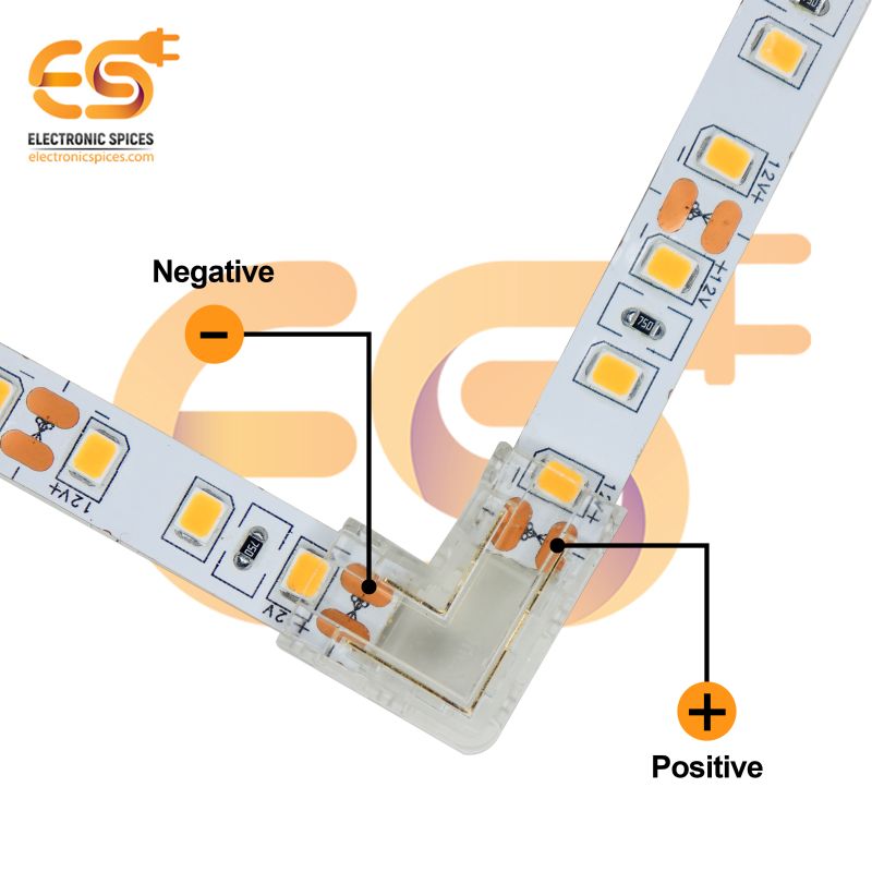 L-Shape Right Angle 8mm 2-Pin Corner Connector for LED Strips - Easy