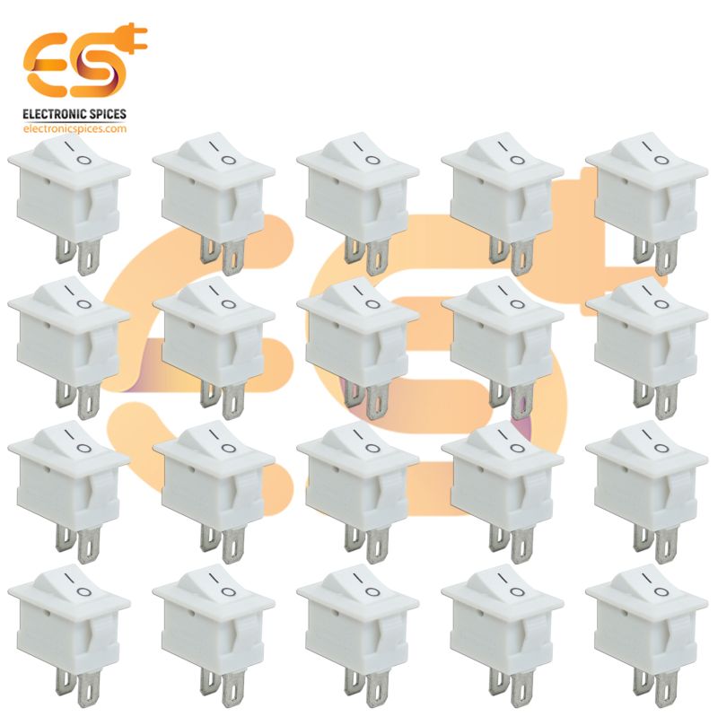 KCD11 3A 250V AC 2 pin SPST White Color Plastic Rocker Switch Pack of 100