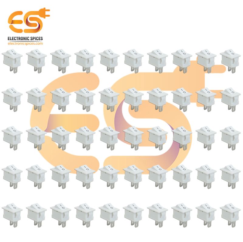 Buy KCD11 3A 250V AC 2-Pin SPST White Color Mini Plastic Rocker Switch ...