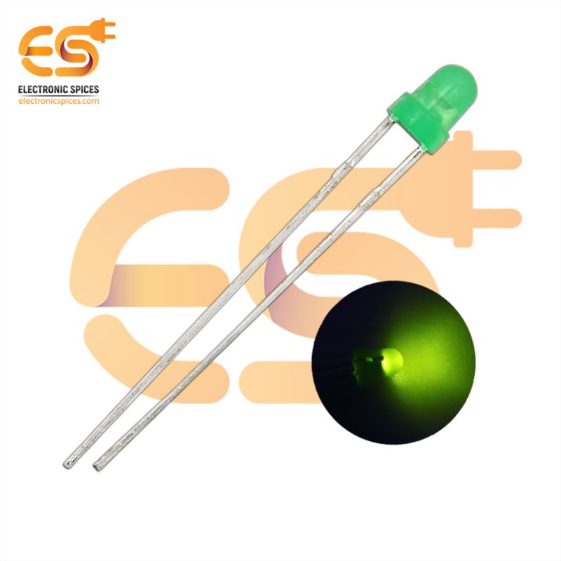 Buy 3mm Green color LEDs round shape (Green in Green)