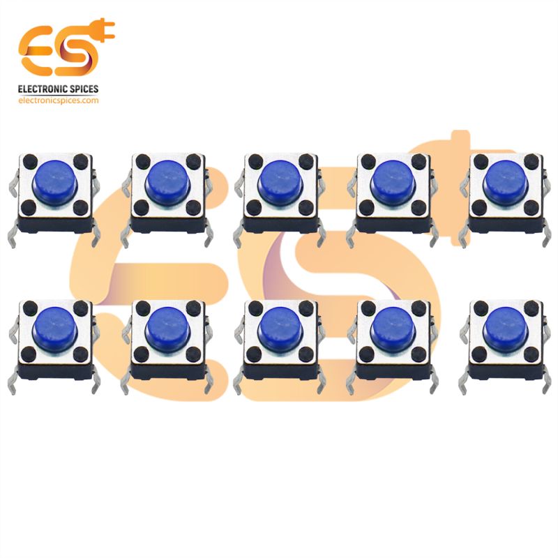 6 x 6 x 5mm Blue Colour Tactile Push Button Switch Pack of 10 ...