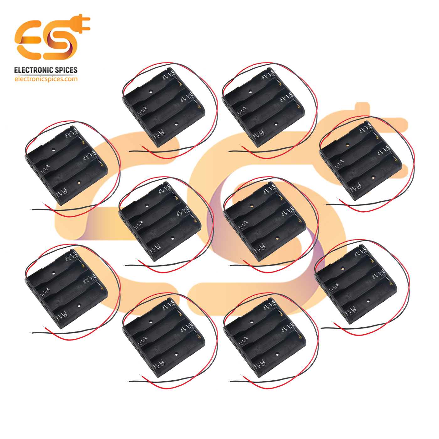 Buy AA 4 cell battery holder hard plastic case with wire