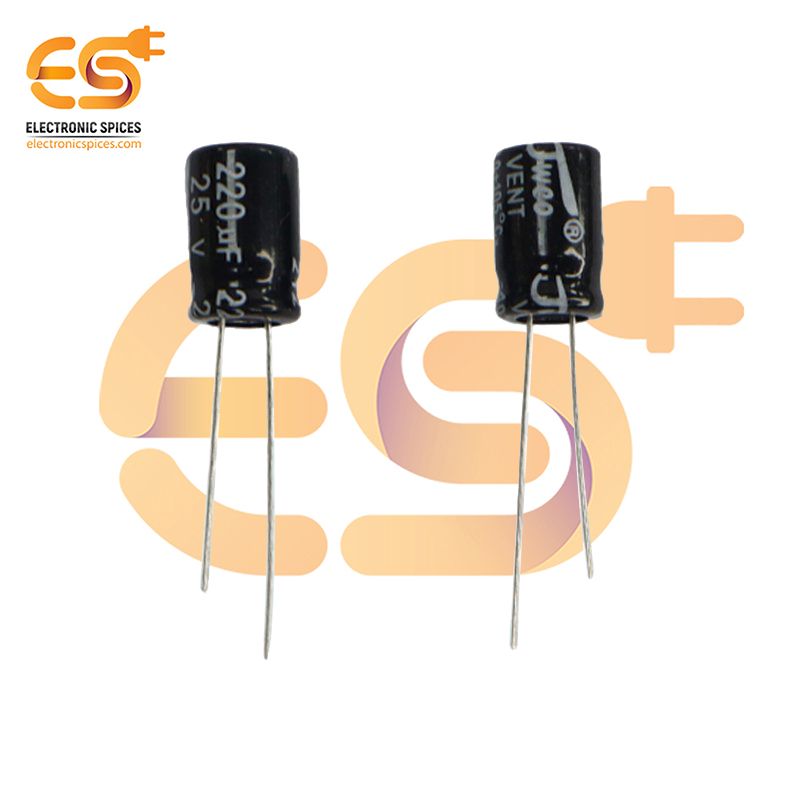220uf / 25V Electrolytic Capacitors (8 X 12mm) Pack of 5