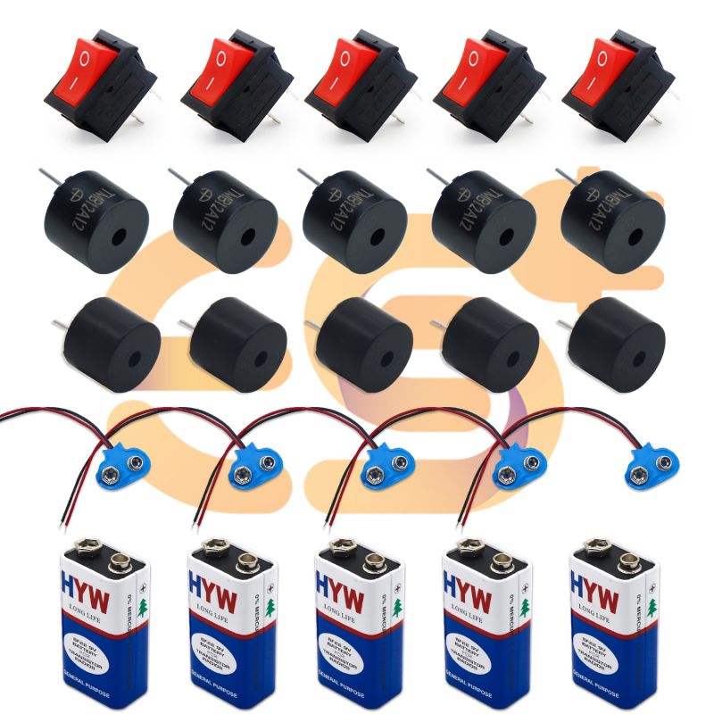 Combo of Toy Battey | Battery Clip Connector | Buzzer | Rocker Switchs ...