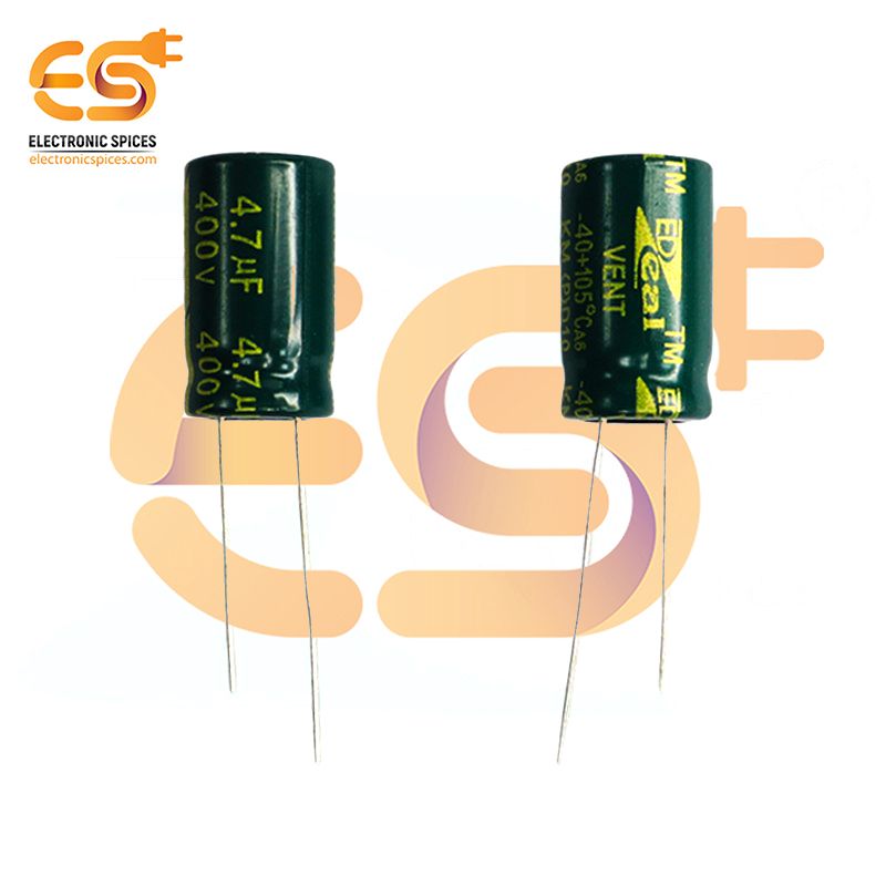 4.7uf / 400V Electrolytic Capacitor 10 X 17mm (Green) Pack of 5