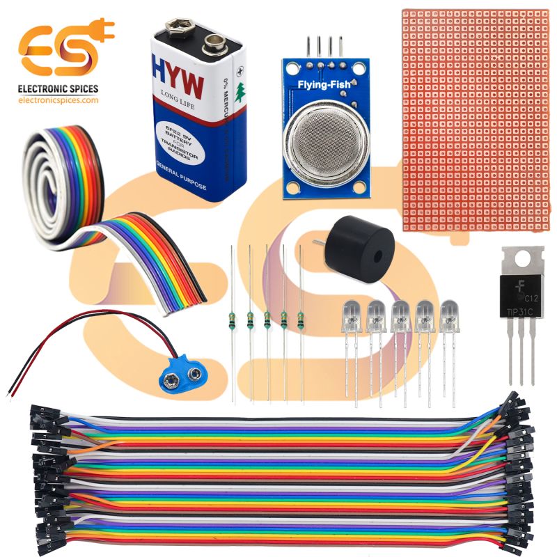 Combo of MQ-2 Sensor LPG Gas Detector Project with Alarm (57 Item)