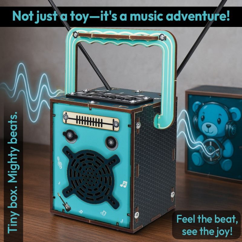 DIY Boom Box Music Kit | Rechargeable FM/USB Speaker for Kids