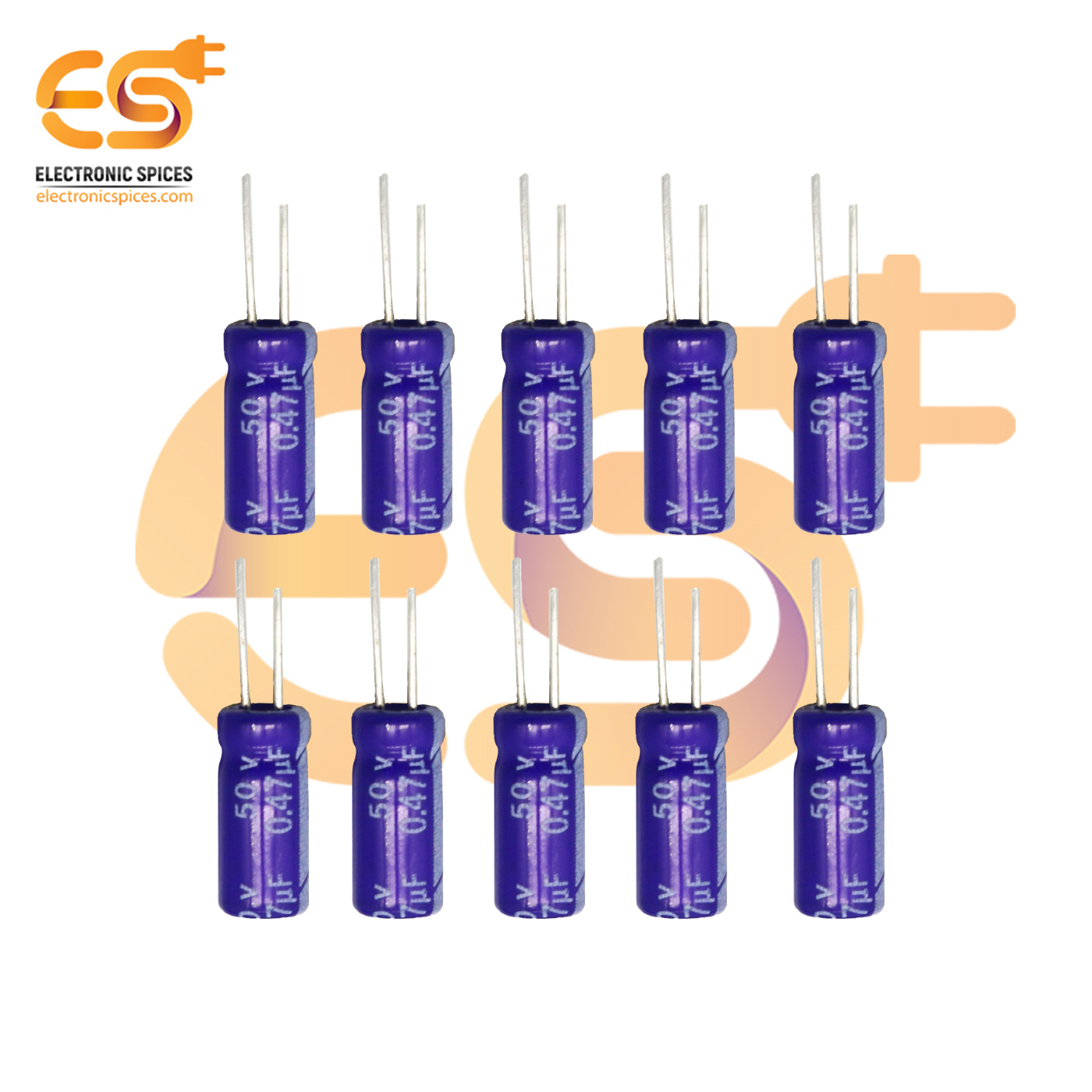 Buy 0.47 uf 50V Polarized electrolytic capacitor pack of 10pcs