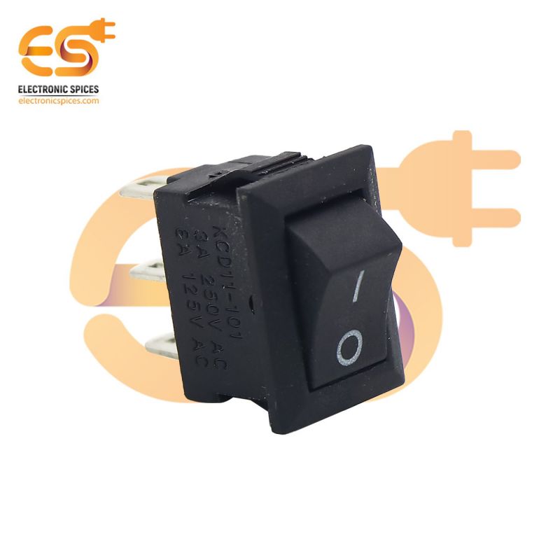Buy KCD11-101 3A 250V AC black color 3 pin SPDT mini plastic rocker ...