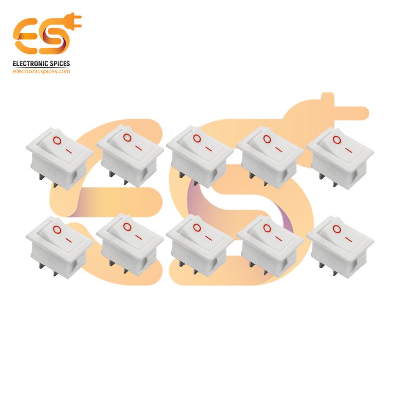 Buy KCD1-B101 6A 250V AC white color 2 pin SPST small plastic rocker ...