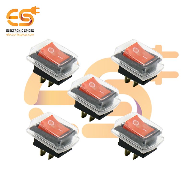 Buy KCD1 6A 250V AC 2 pin SPST red color small plastic rocker switch ...
