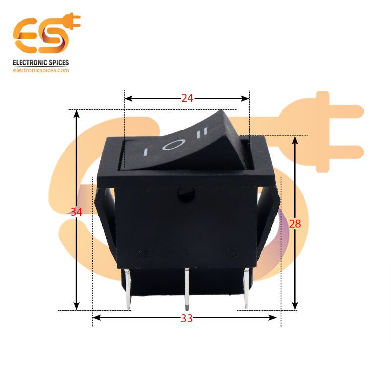 Buy KCD4 10A 250V AC black color 6 pin DPCO Heavy duty plastic rocker ...