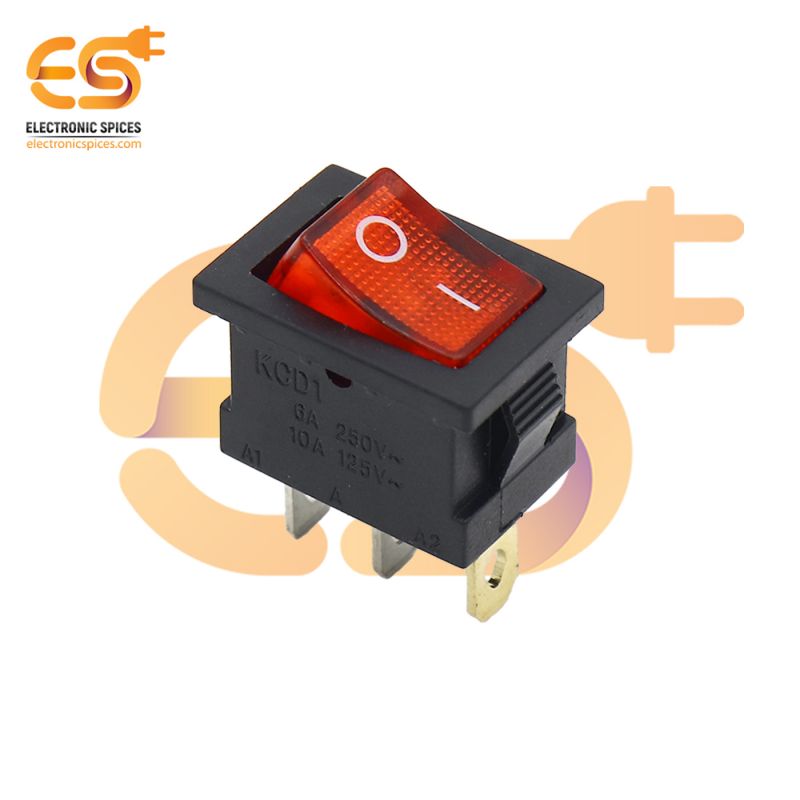 Buy KCD1 6A 250V 3 pins SPST red color plastic rocker switches with ...
