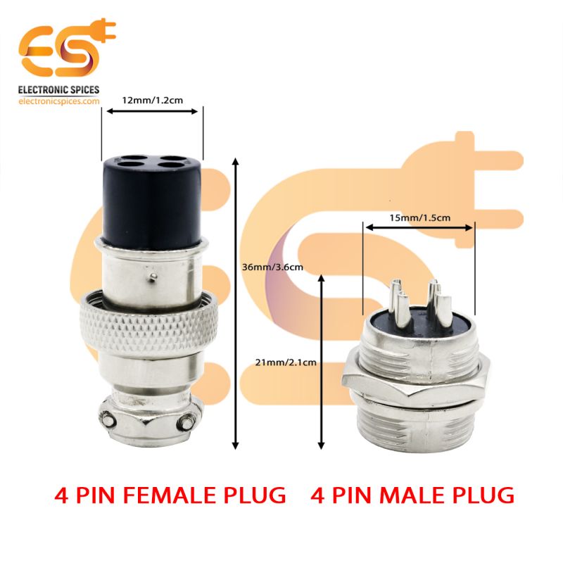Buy GX16 4 pins 5A Male and Female aviation connectors pair of 20