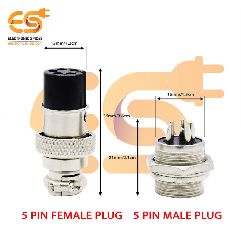 Buy GX16 5 pin 5A Male and Female aviation connector single pair
