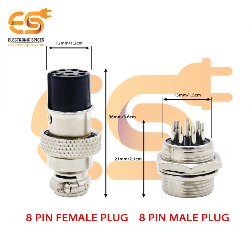 Buy GX16 8 pin 5A Male and Female metal aviation connectors pair of 5