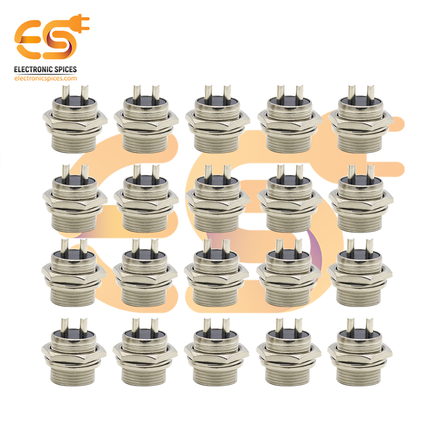 Buy GX16 Male 2 pin 5A metal aviation connectors pack of 50pcs