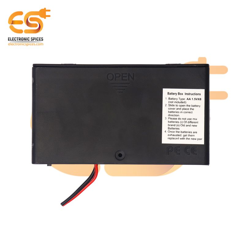 Buy AA 8 cell battery holder hard plastic slide cover case with on-off ...