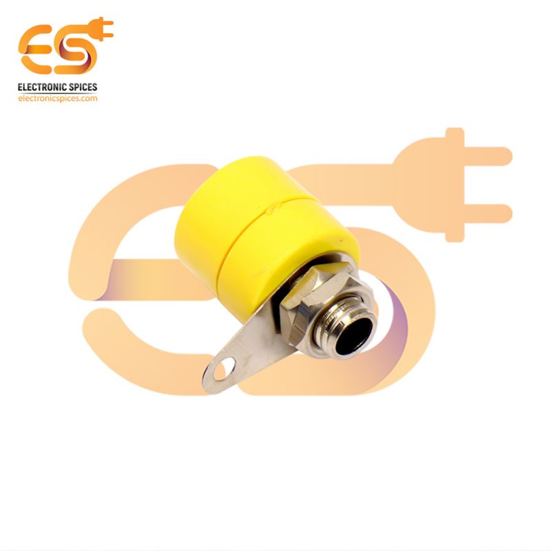 Buy 4mm 5A Yellow color Female socket banana connector pack of 5pcs