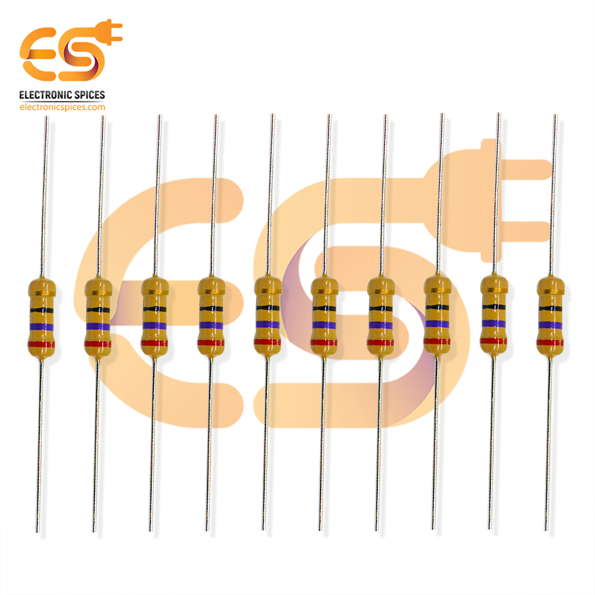 Buy 27 ohm ( Ω ) 1/2 watt carbon film resistor pack of 50pcs