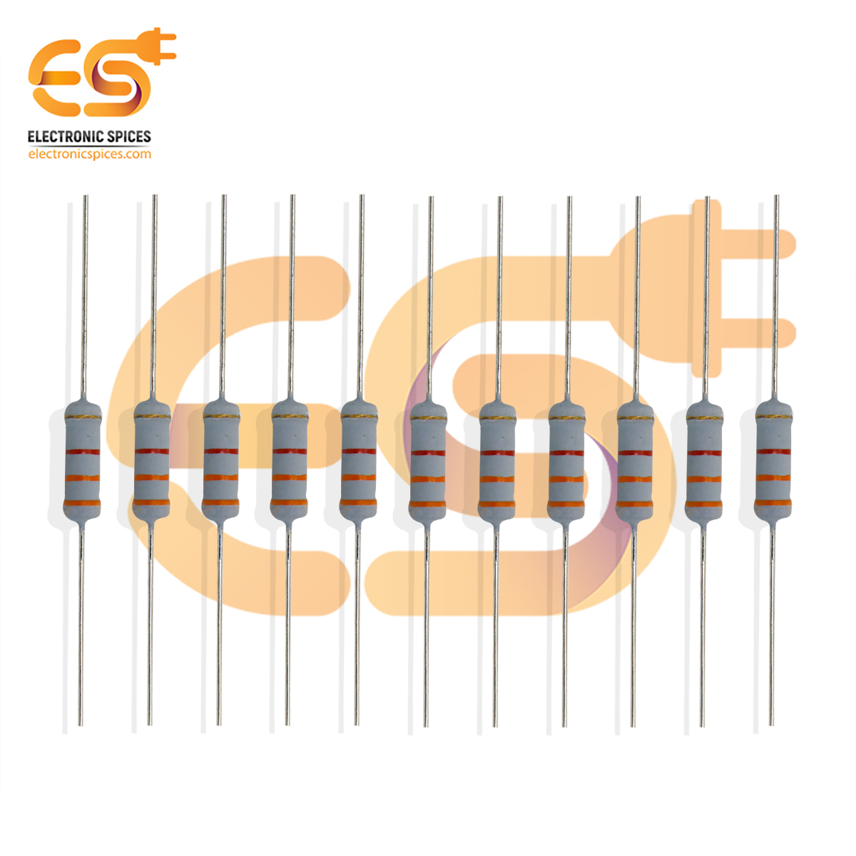 Buy 3.3K ohm ( Ω ) 2 watt carbon film resistor pack of 20pcs