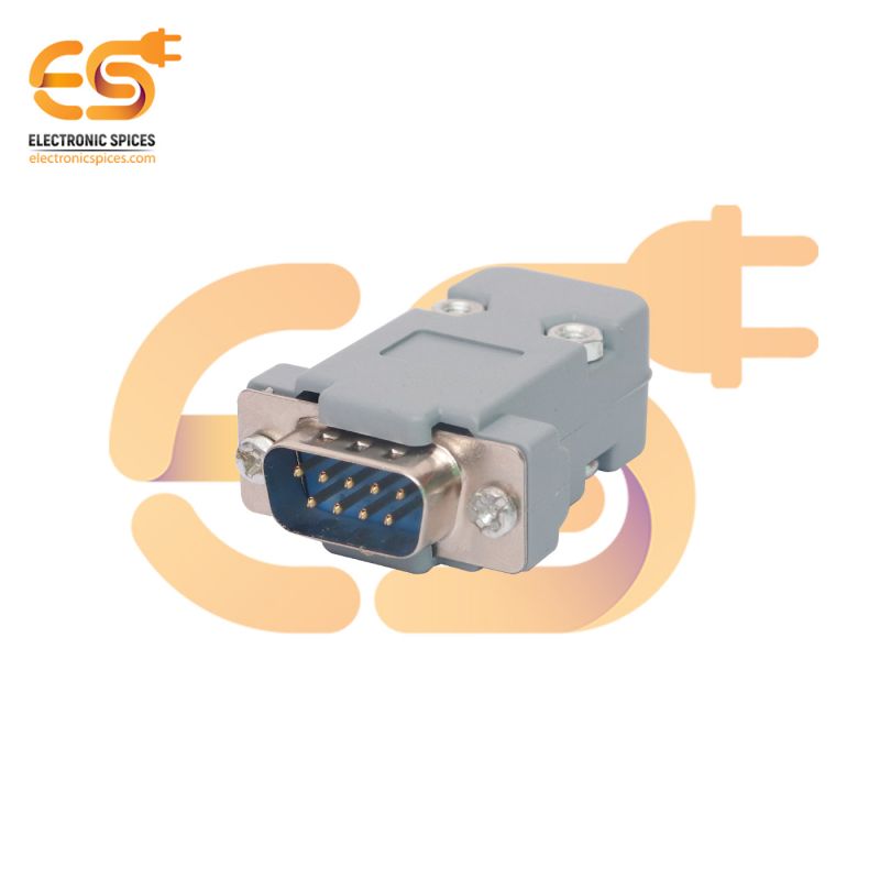 Buy DE-9 9 pin D-sub miniature male connector with backshell pack of 5pcs