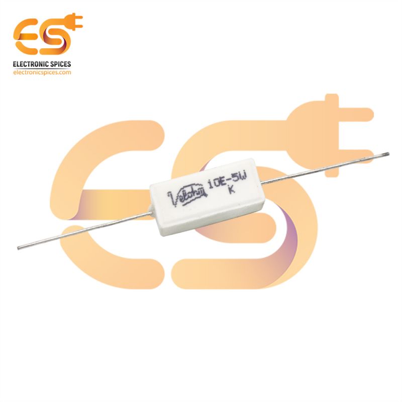 Buy 10 ohm ( Ω ) 5 watts Fusible ceramic cement power resistors pack of ...