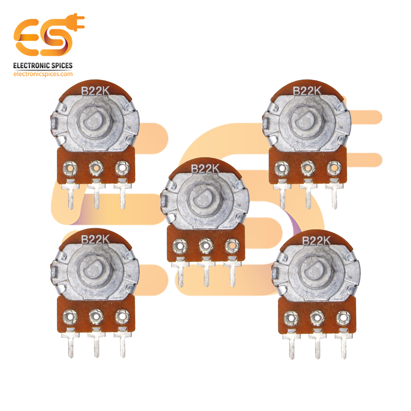Buy 22K Rotary potentiometer D shape shaft handle 3 pin pack of 5pcs